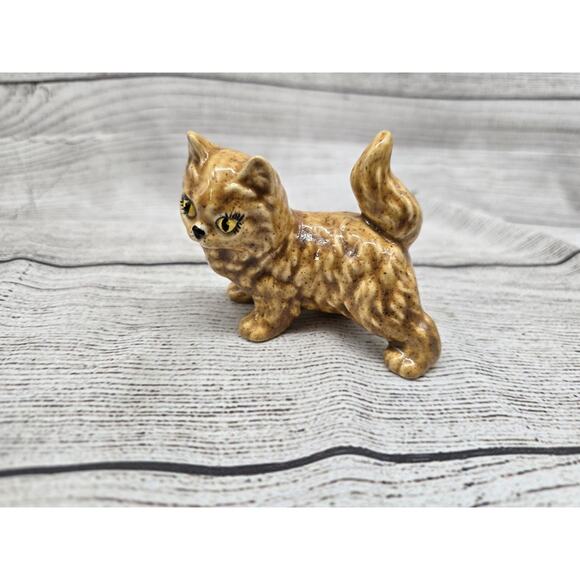 Goebel | Accents | 8s Goebel Cat Porcelain Figurine Brown Cat Yellow ...